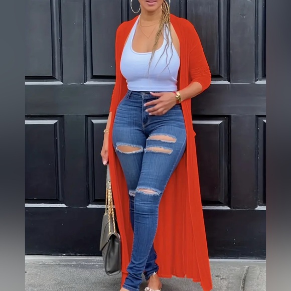 Jackets & Coats | Red Lightweight Long Duster | Poshmark